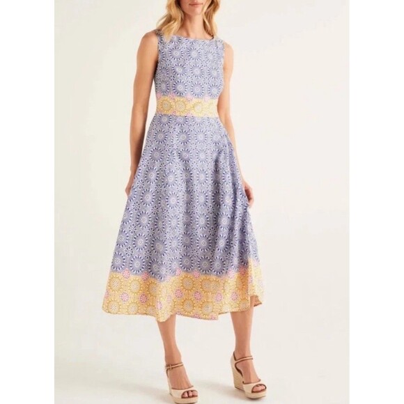 Boden | Dresses | Boden Deborah Renaissance Sun Print Midi Dress Blue ...